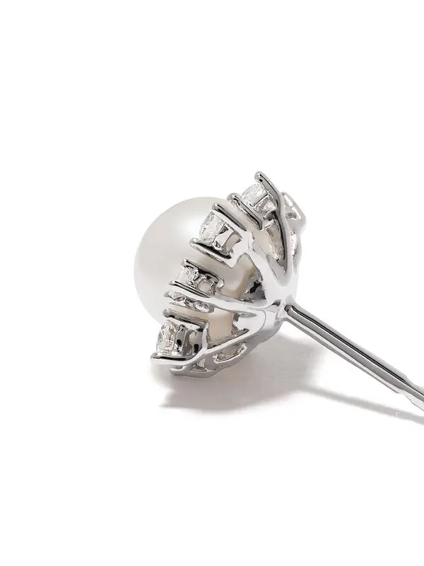 Yoko London 18kt White Gold Diamond And Pearl Stud Earrings