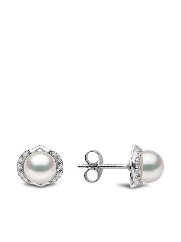 Yoko London 18kt White Gold Freshwater Pearl And Diamond Stud Earrings
