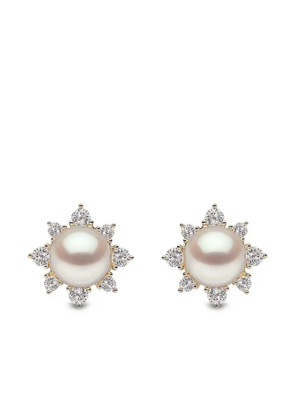 Yoko London 18kt Yellow Diamond And Pearl Earrings - Gold