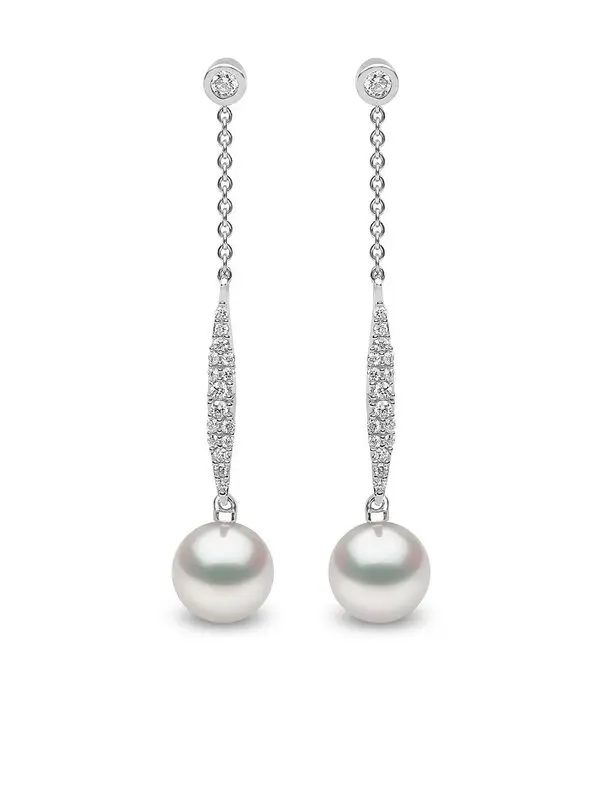 Yoko London 18kt White Gold Freshwater Pearl And Diamond Drop Earrings - Silver