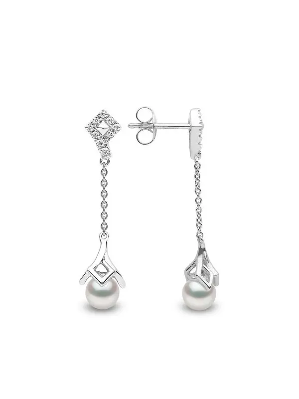 Yoko London 18kt White Gold Diamond And Pearl Drop Earrings