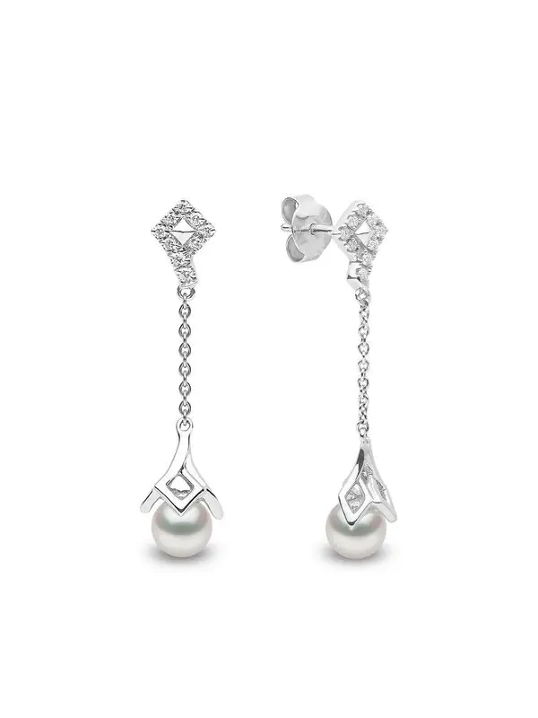 Yoko London 18kt White Gold Diamond And Pearl Drop Earrings