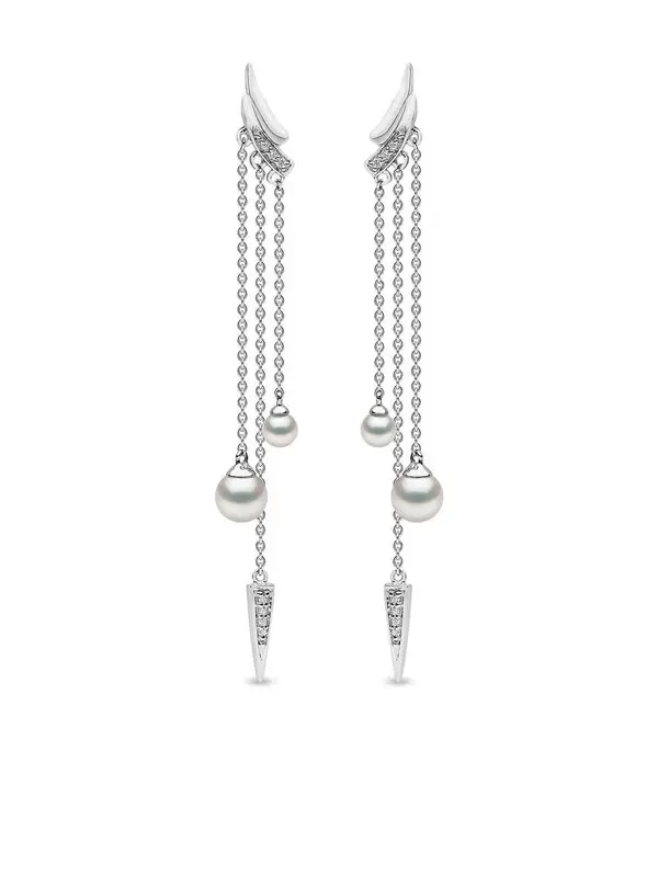 Yoko London 18kt White Gold Diamond And Pearl Drop Earrings - Silver