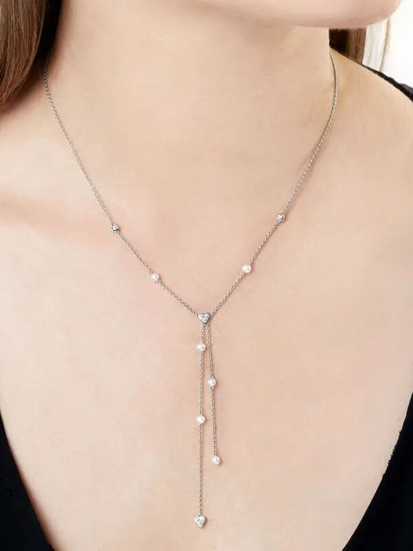 Yoko London 18kt White Gold Diamond And Pearl Necklace