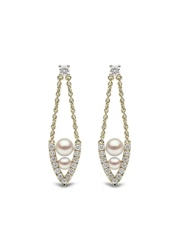 Yoko London 18kt Yellow Diamond And Pearl Drop Earrings - Gold