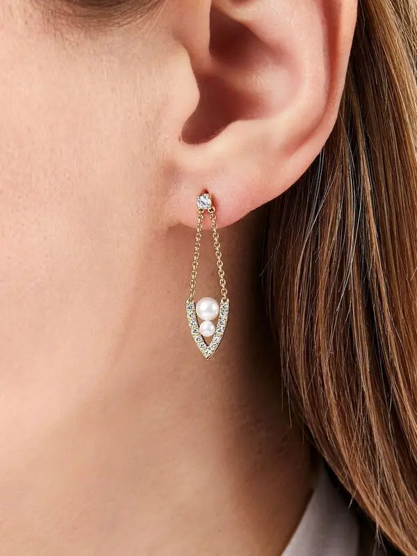 Yoko London 18kt Yellow Diamond And Pearl Drop Earrings