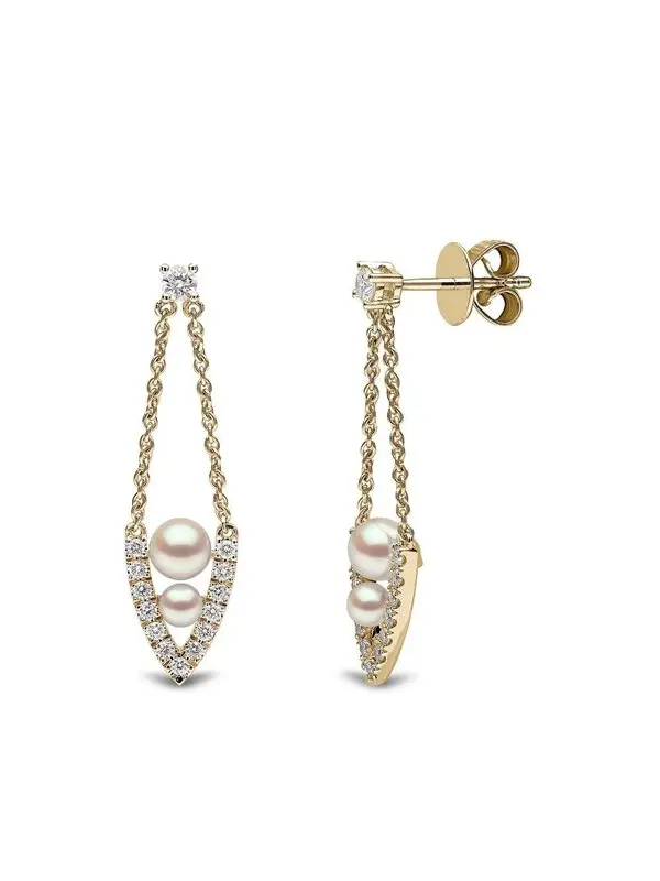 Yoko London 18kt Yellow Diamond And Pearl Drop Earrings