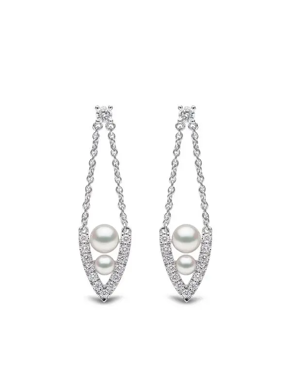 Yoko London 18kt White Gold Diamond And Pearl Drop Earrings - Silver