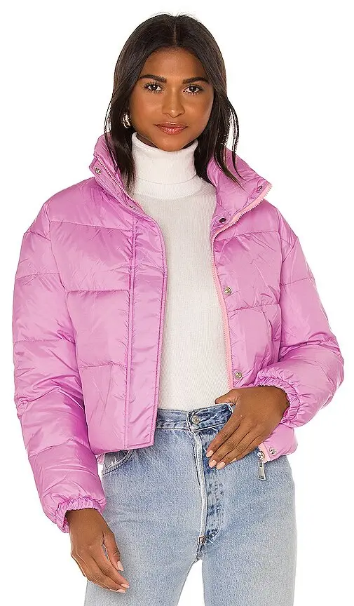 Faux Fur Hood Down Jacket Womens Pink Puffer Coat Nubyen X Cropped