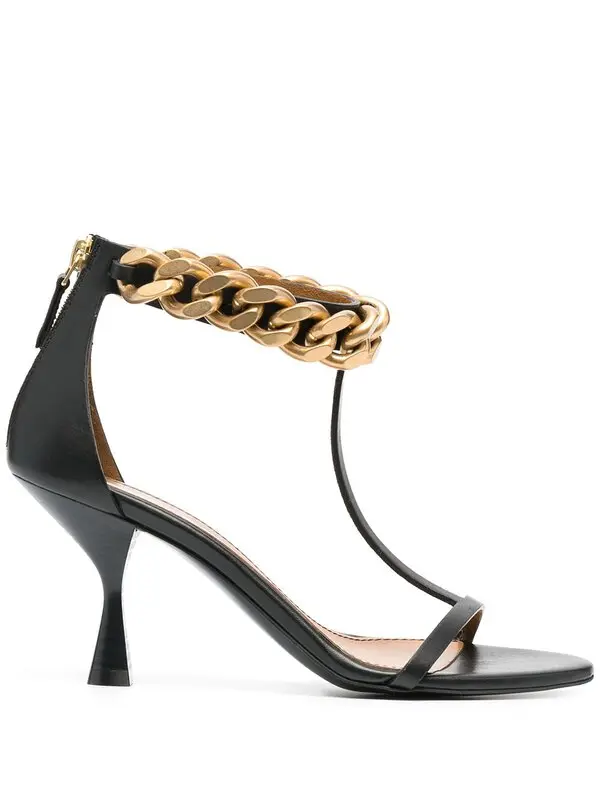 Stella McCartney Chain-link Strappy High Heel Sandals - Black