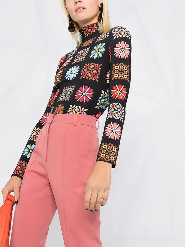 La DoubleJ Floral Print Turtleneck Top