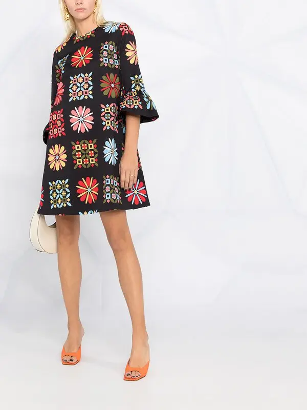 La DoubleJ 24/7 Shift Dress With Floral Print - Black