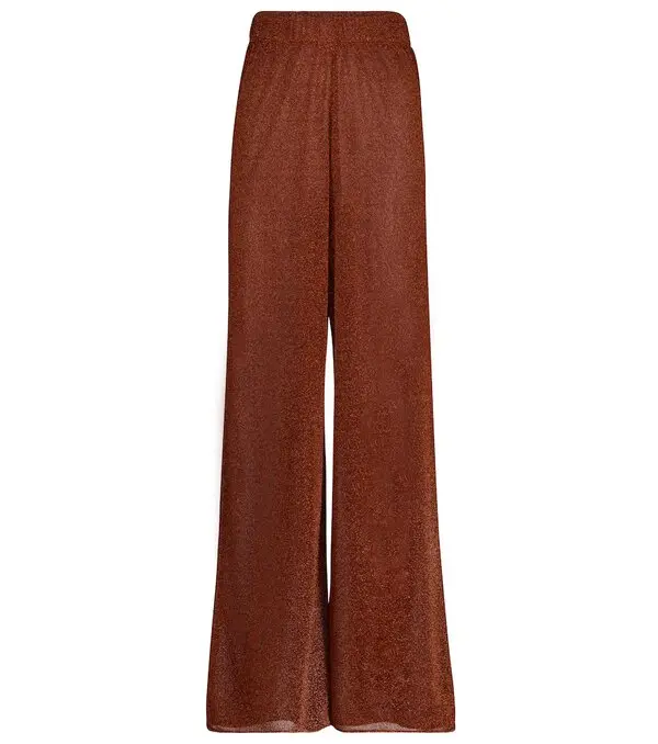 Oseree Lumière High-rise Wide-leg Pants - Brown