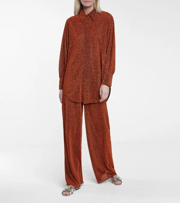 Oseree Lumière High-rise Wide-leg Pants - Brown