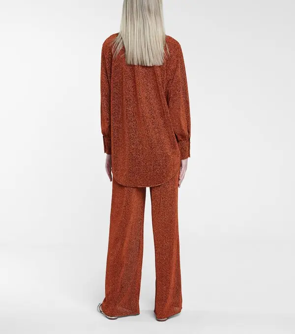 Oseree Lumière High-rise Wide-leg Pants - Brown