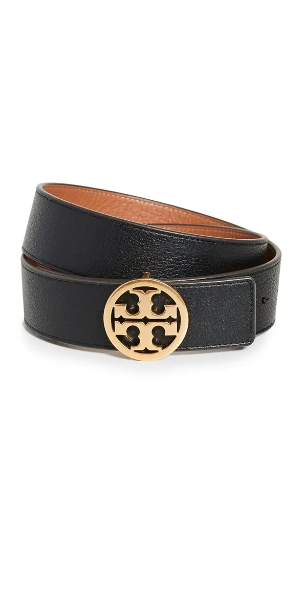 Tory Burch Miller Reversible Belt - Black/new Cuoio/gold