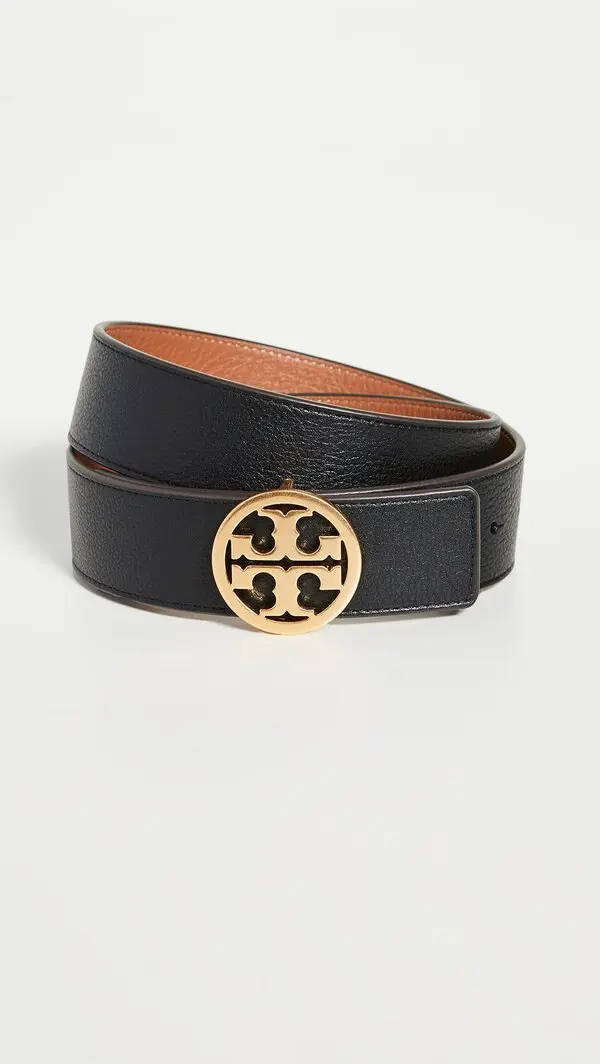 Tory Burch Miller Reversible Belt - Black/new Cuoio/gold