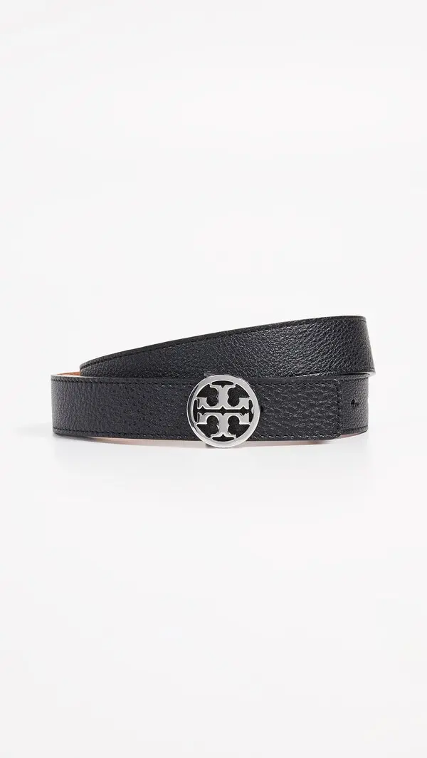 Tory Burch Miller Reversible Belt - Black/silver