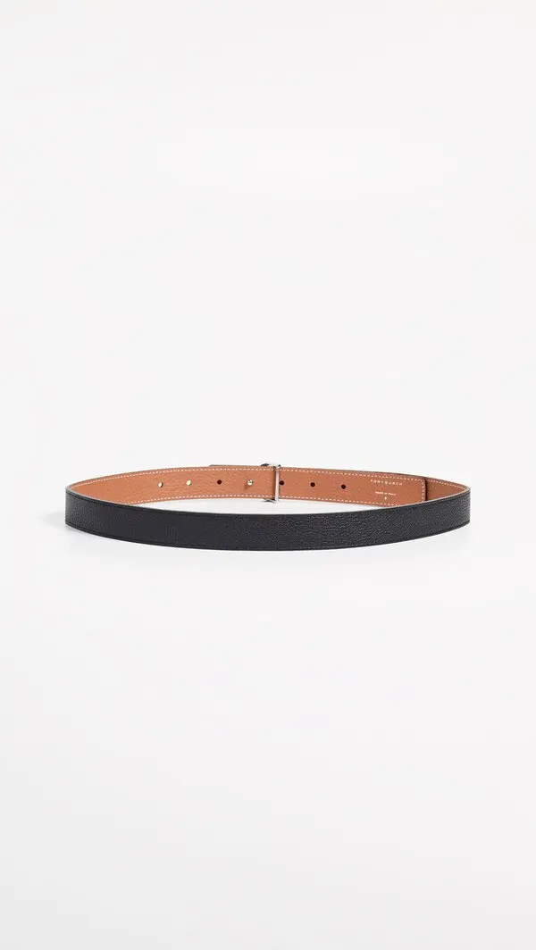 Tory Burch Miller Reversible Belt - Black/silver