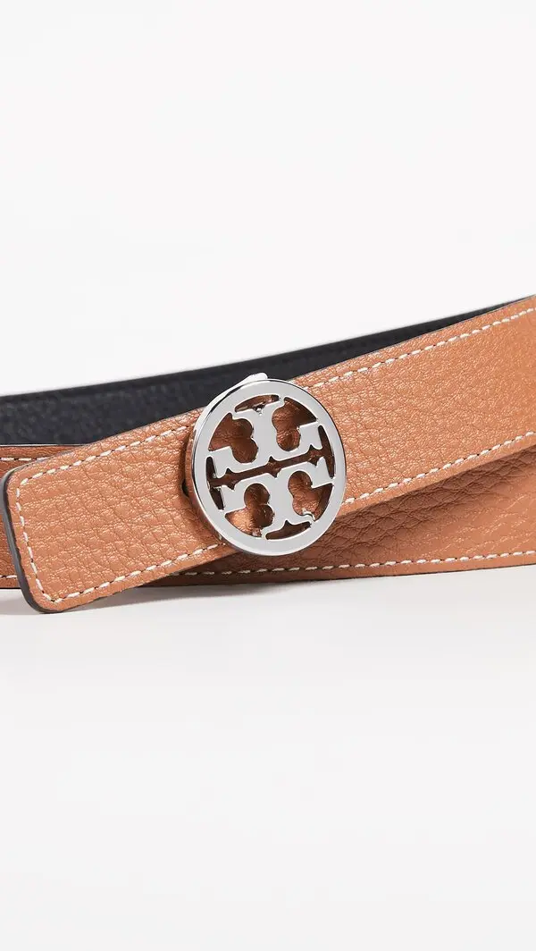 Tory Burch Miller Reversible Belt - Black/silver
