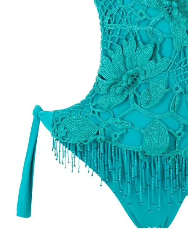AMIR SLAMA Embroidered Crochet One-piece
