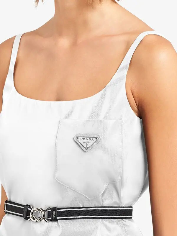 Prada Re-Nylon Sleeveless Gabardine Dress - White | Editorialist