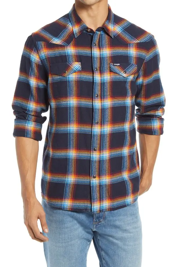 Wrangler Western Plaid Flannel Button-up Shirt