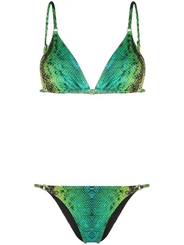 NOIRE SWIMWEAR Snake Print Bikini - Green