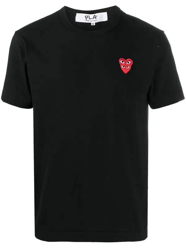 Play Comme Des Garcon Heart-embroidered Crew-neck T-shirt - Black