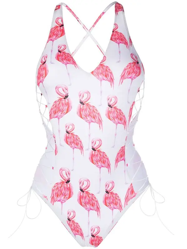 NOIRE SWIMWEAR Flamingo Print One-piece