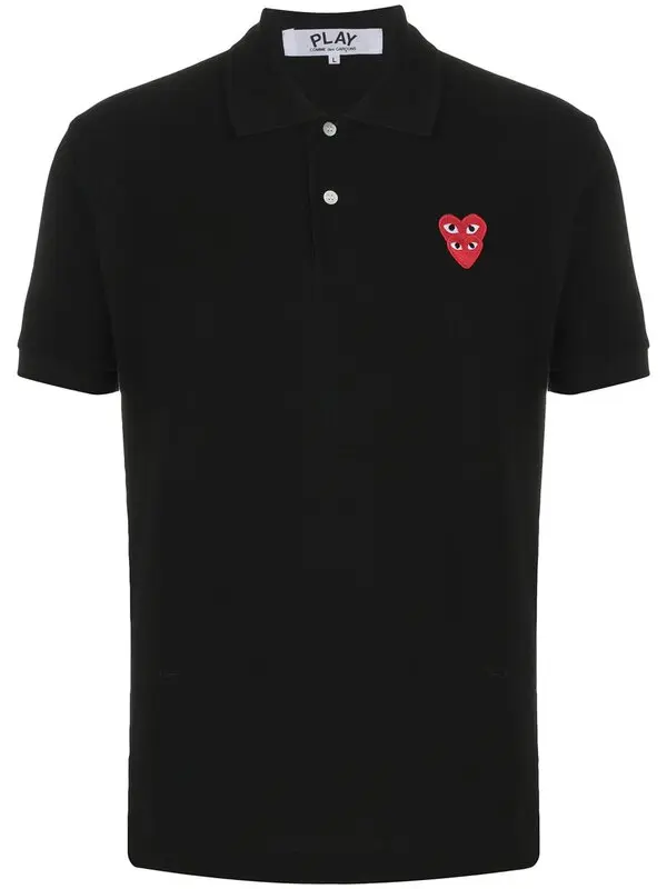 Play Comme Des Garcon Layered Logo Polo Shirt - Black