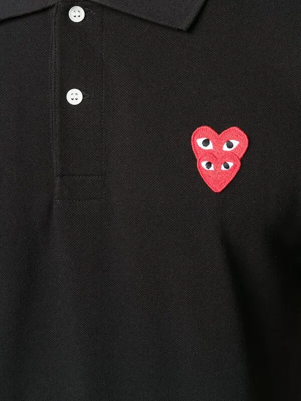 Play Comme Des Garcon Layered Logo Polo Shirt - Black