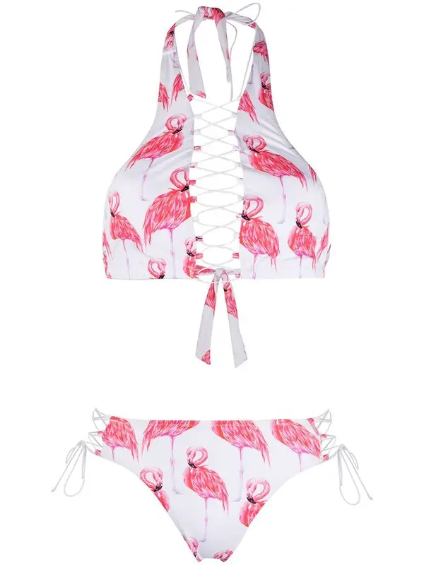 NOIRE SWIMWEAR Addicted Flamingo Bikini - White