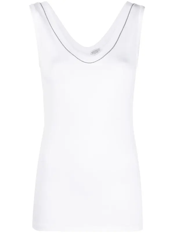Brunello Cucinelli Crystal-detail Vest Top - White
