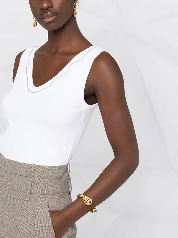 Brunello Cucinelli Crystal-detail Vest Top - White