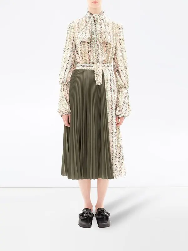 JW Anderson Pleated Contrasting Panel Midi Skirt