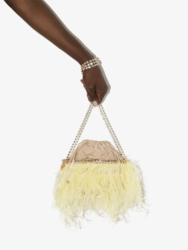 Rosantica Josephine Feather-Detail Shoulder Bag Yellow