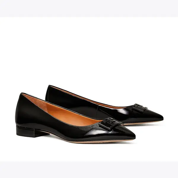 Tory Burch Gigi Patent Pointed-Toe Flat In Perfect Black 50% Off