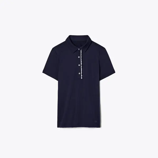Tory Burch Tech Piqué Ruffle Polo