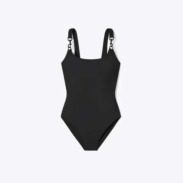 Tory Burch Clip Tank Swimsuit - Black/black