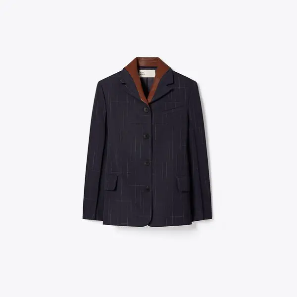 Tory Burch Wool Blazer - Dark Navy/copper