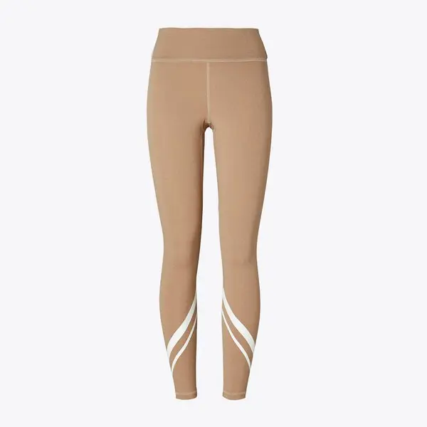 Tory Burch High-rise Compression Mélange Side-pocket Chevron Legging
