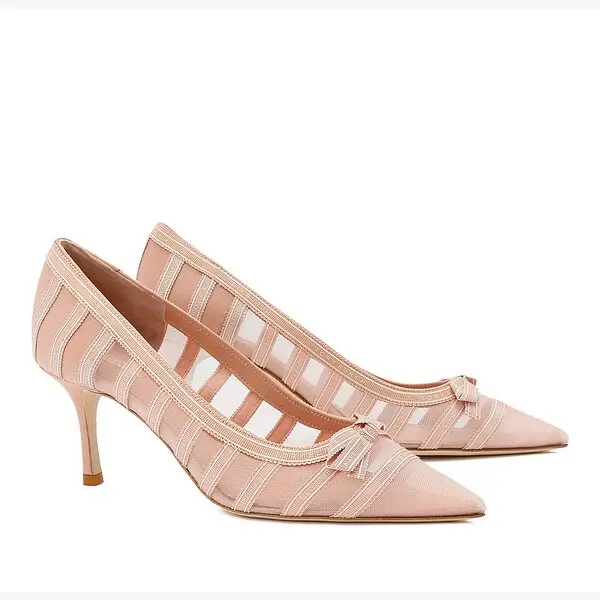 Tory Burch Penelope Mesh Pump In Pink Moon 29% Off Editorialist