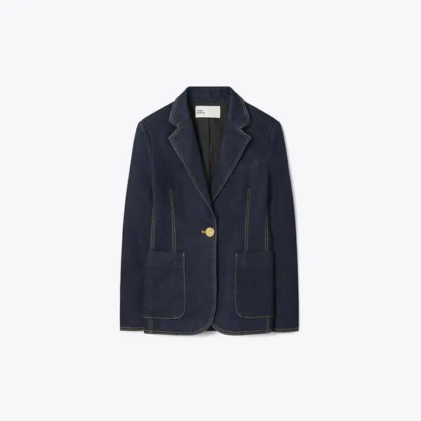 Tory Burch Denim Blazer - Dark Wash