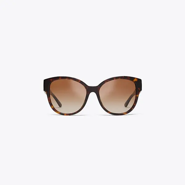 Tory Burch Reva Round Sunglasses - Dark Tortoise | Editorialist display picture 1