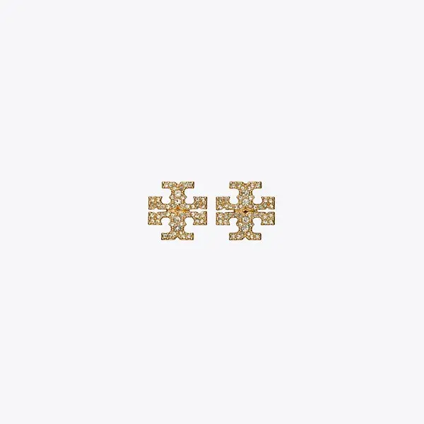 Tory Burch Icon Pavé Stud Earrings - Tory Gold/crystal