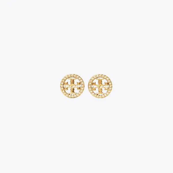 Tory Burch Icon Pavé Stud Earrings - Tory Gold/crystal