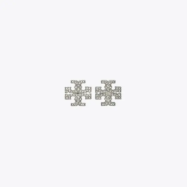 Tory Burch Icon Pavé Stud Earrings - Tory Silver/crystal
