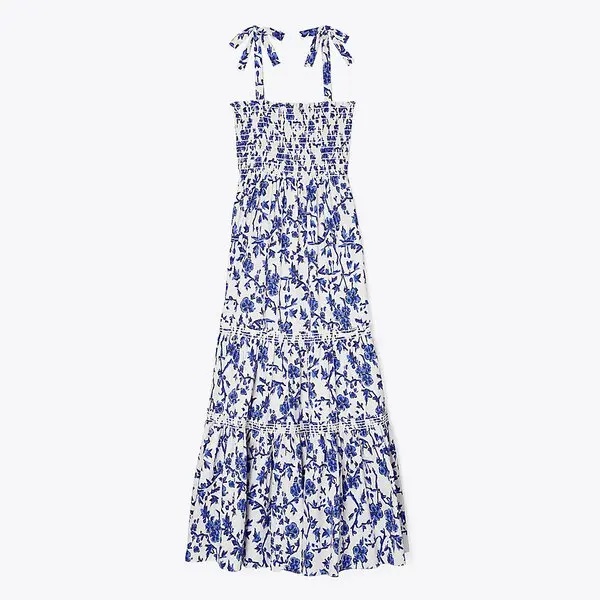 Tory Burch Printed Tie-Shoulder Dress & Matching Face Mask In Blue Branches  - 46% Off | Editorialist