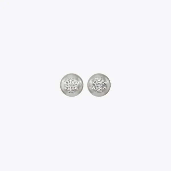 Tory Burch Moondance Pearl Stud Earrings - Gray